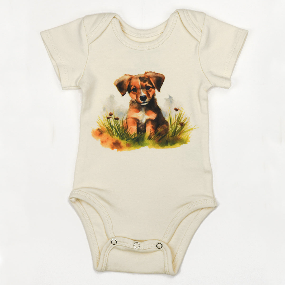 Organic Cotton Short Sleeve Baby Bodysuit, Duke – Earthy