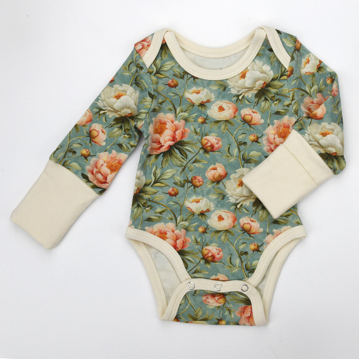 Organic Cotton Long Sleeve Baby Bodysuit, Elodie – Earthy
